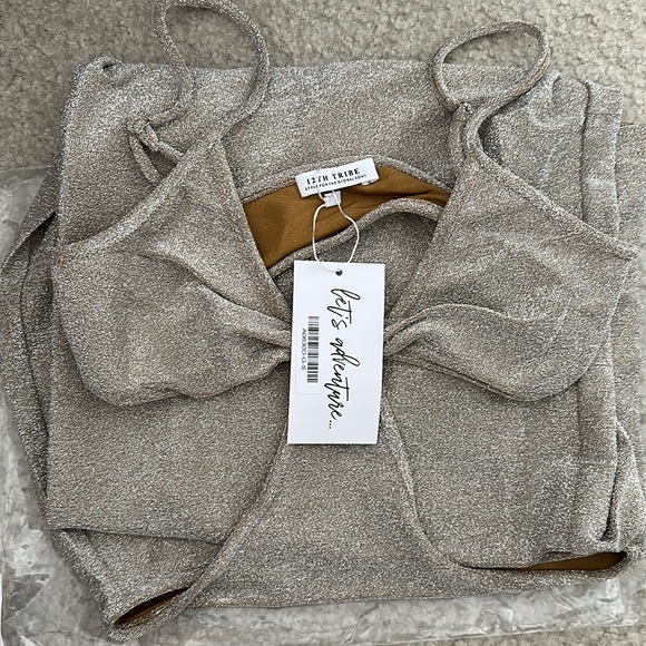 12th Tribe | Dresses | 2th Tribe Josefine Silver Shimmer Cutout Dress ...